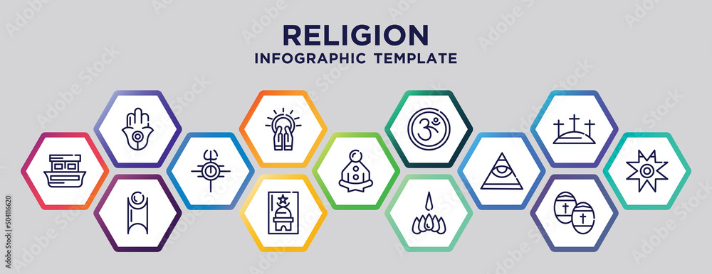 hexagon infographic template design. infographic elements from religion ...