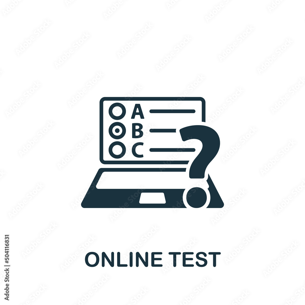 Online Test icon. Monochrome simple E-Learning icon for templates, web ...