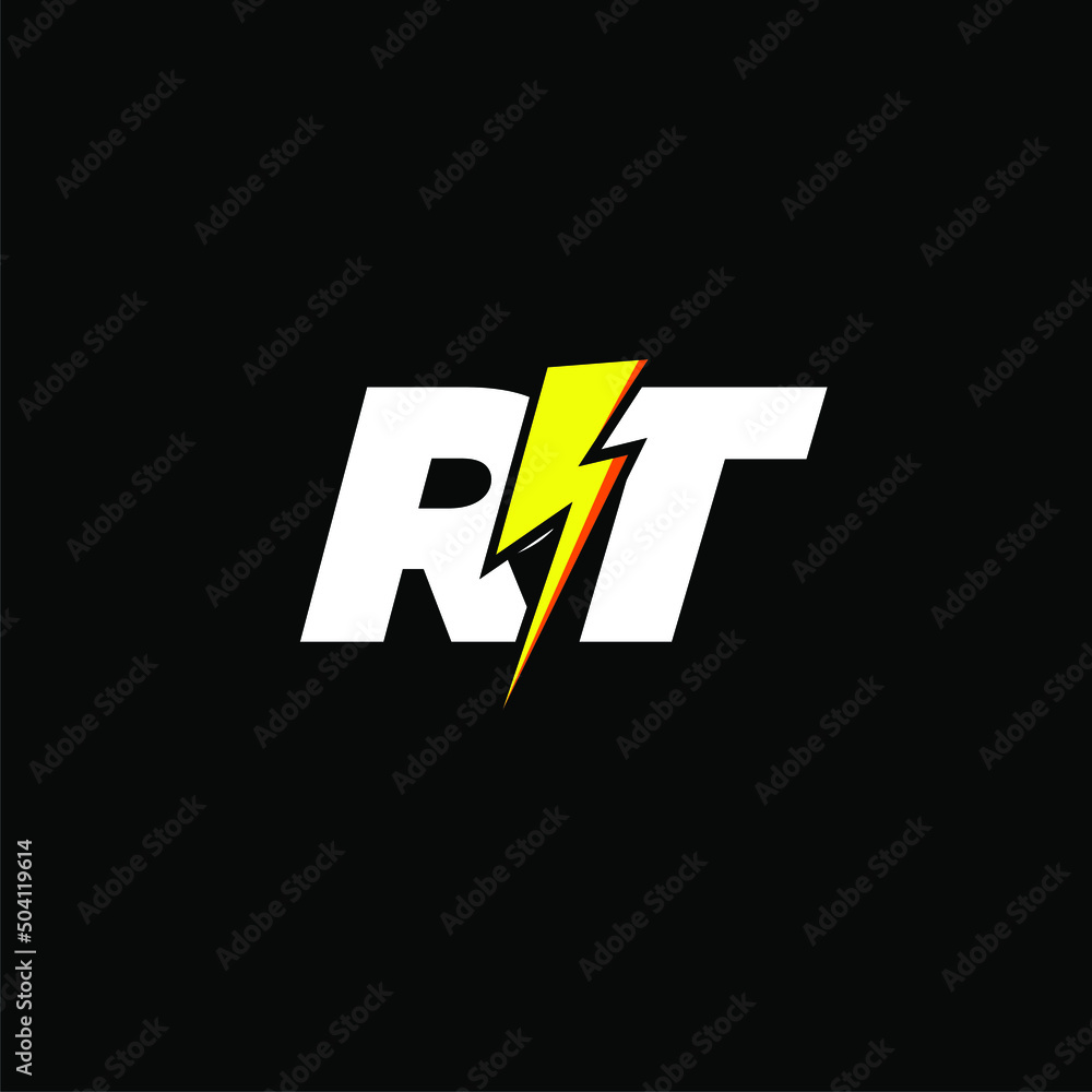 RT initial monogram logo for gaming with Gemoteric line thunder shape ...