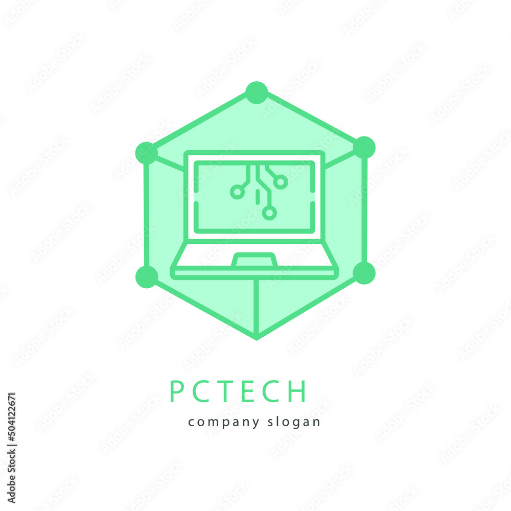 Computer logo design. Pc fix, repair icon. Computer maintenance service ...