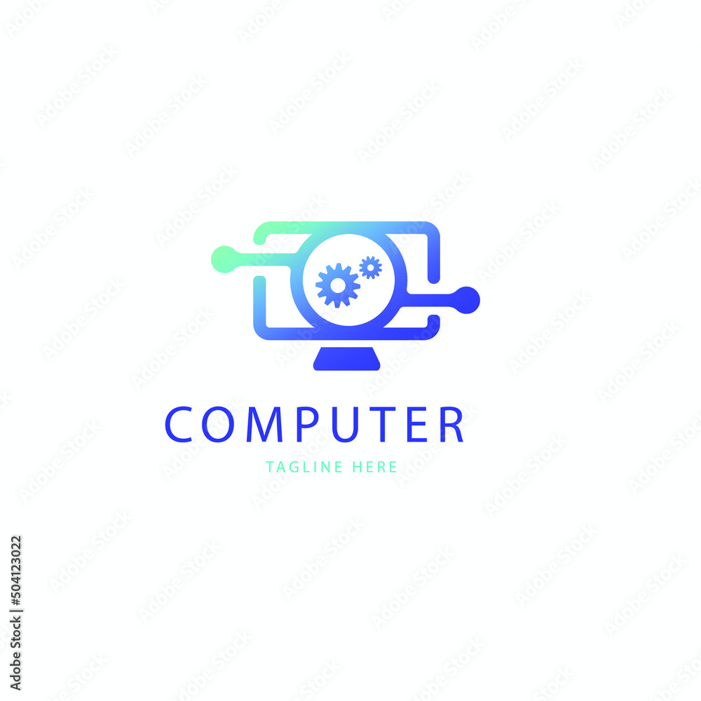 Computer logo design. Pc fix, repair icon. Computer maintenance service ...