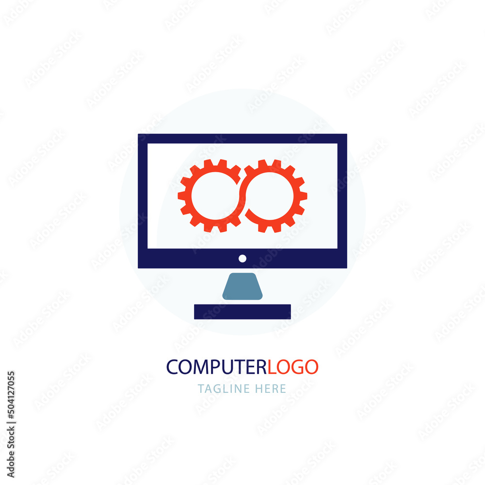 Computer logo design. Pc fix, repair icon. Computer maintenance service ...