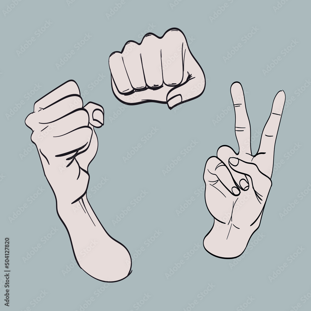 Set of Hand gesture symbols. Hand drawn trendy vector illustration ...
