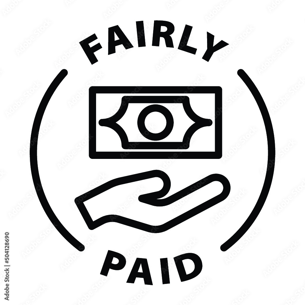 fairly paid black outline badge icon label isolated vector on ...