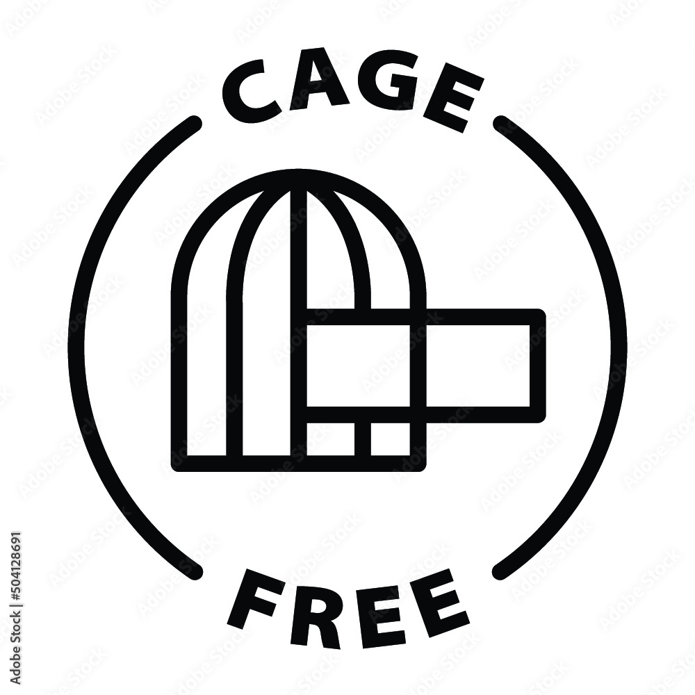 cage free black outline badge icon label isolated vector on transparent ...