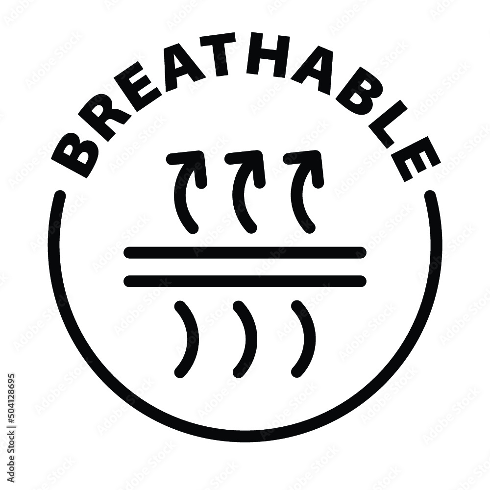 breathable black outline badge icon label isolated vector on ...