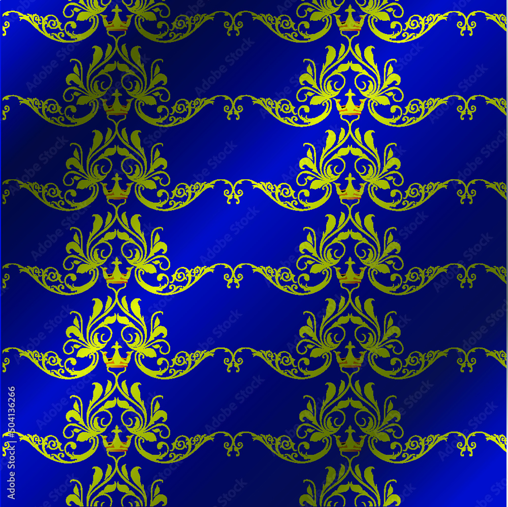 Royal vector textile on a blue background, luxury blue royal wallpaper ...