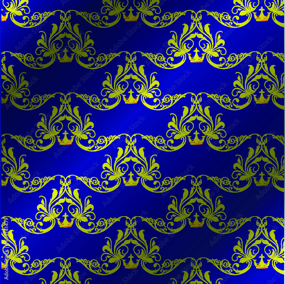 Royal vector textile on a blue background, luxury blue royal wallpaper ...