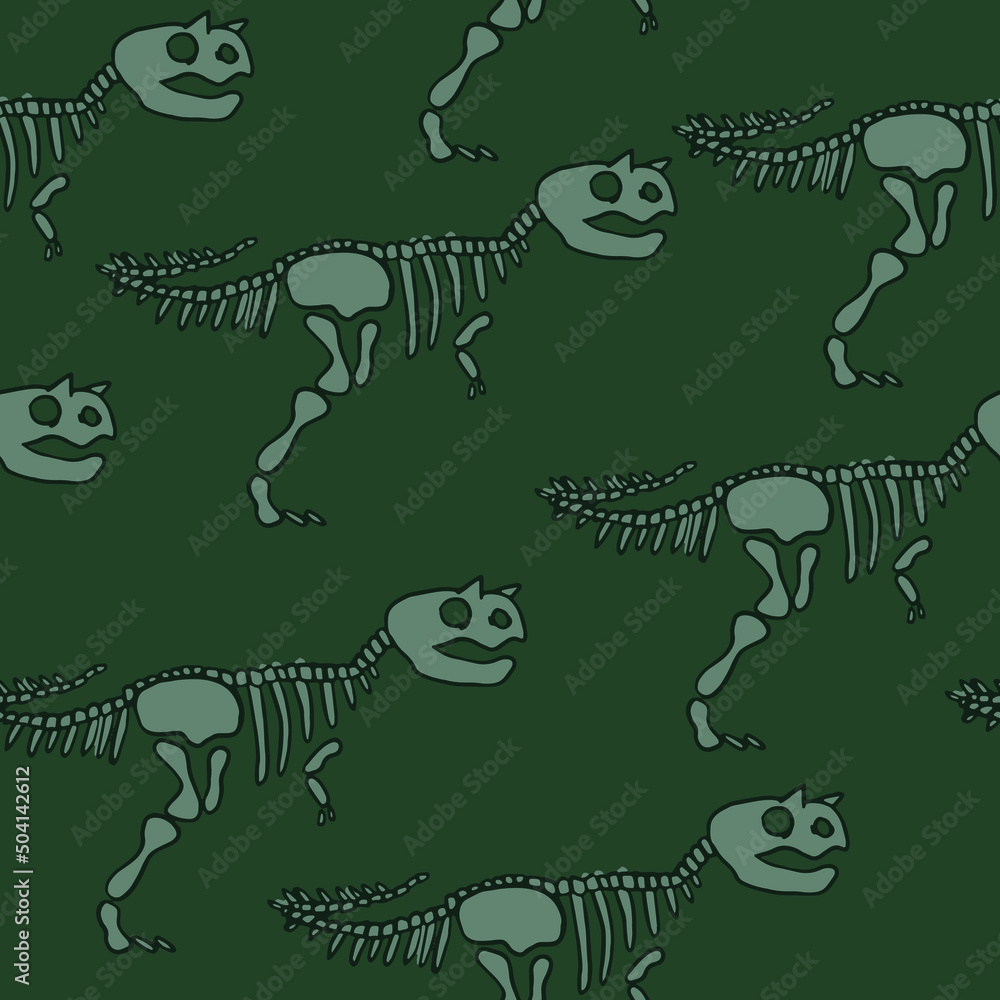 Seamless pattern with Carnotaurus skeleton. Background for fabric ...