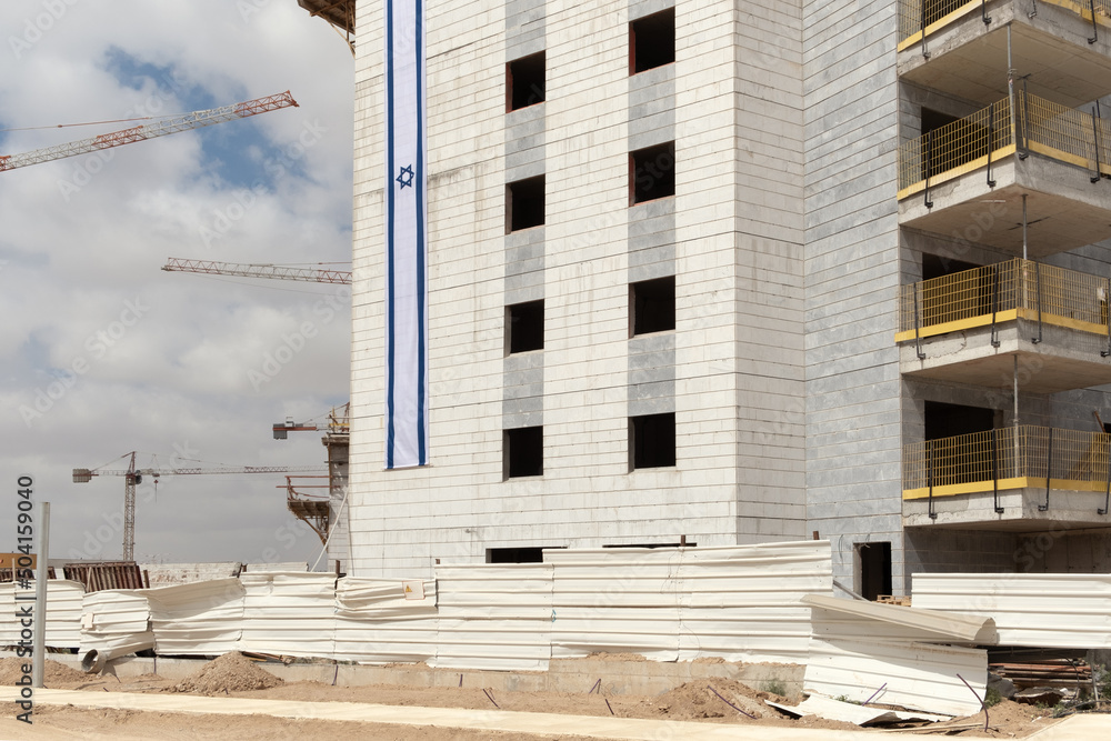 On a construction site in the south of Israel. Modern Apartments ...