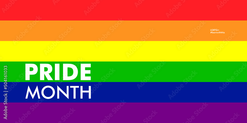LGBTQ Pride Banner. Pride month celebration text with LGBTQ Flag Colors ...