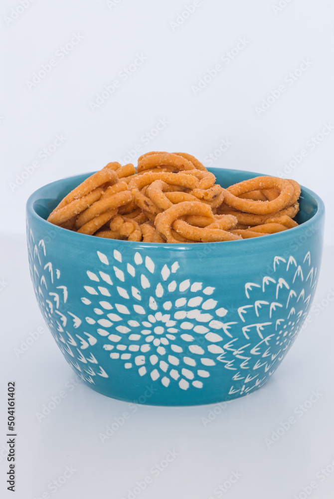 Murruku (aka Chakli) a south Indian fried snack made from rice flour ...