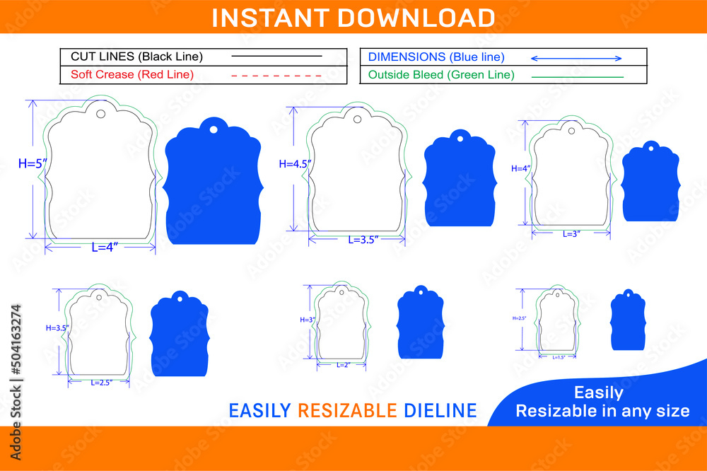 Tagline set dieline template and 3D vector file Box dieline and 3D box ...