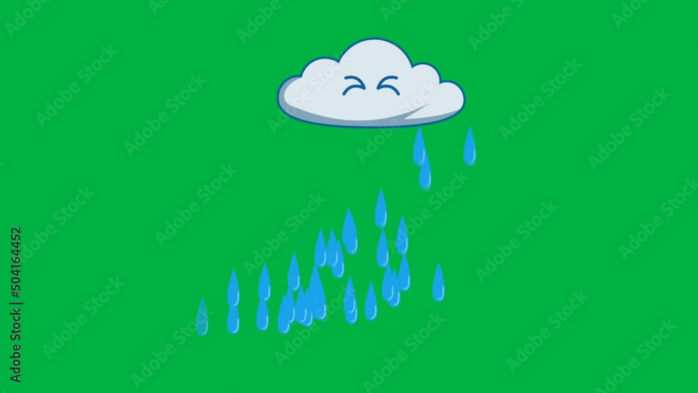 Animated drops of rain from cloud. Looped video. It's raining. Vector ...