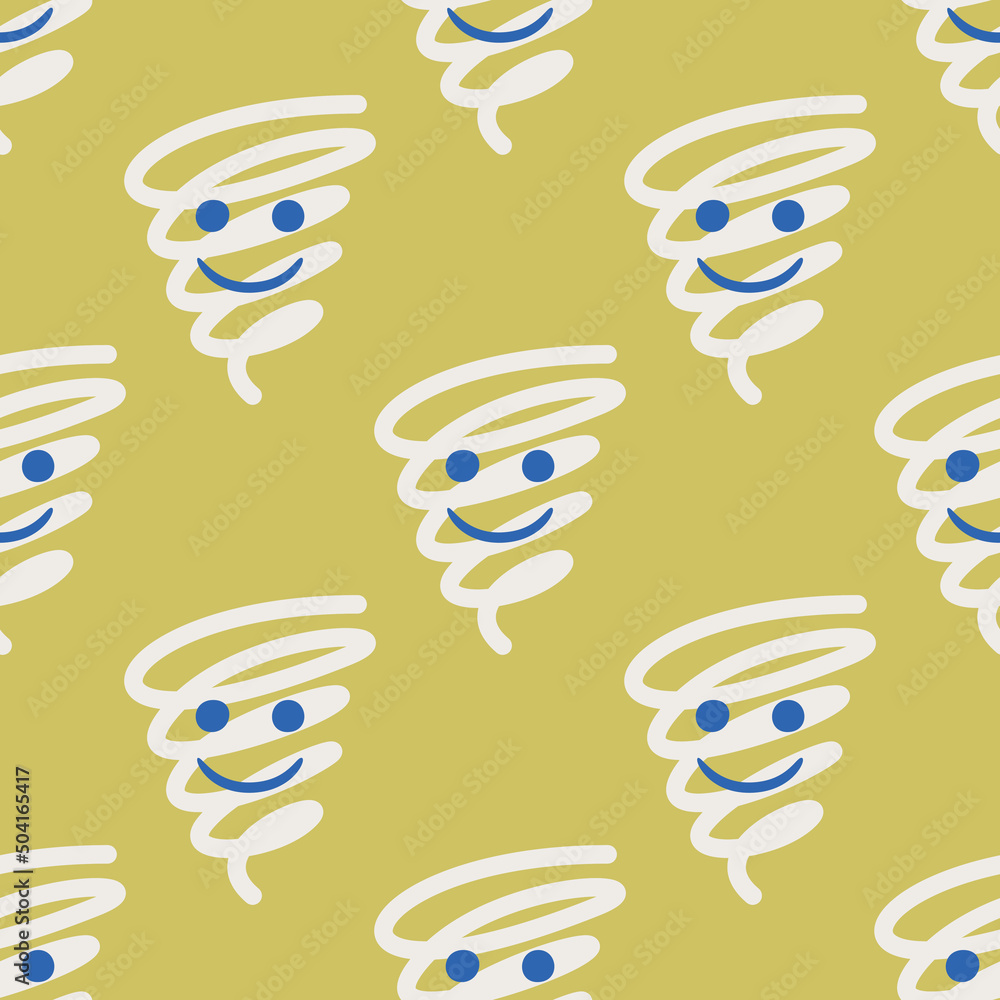 Seamless vector storm pattern. Illustration of tornado with face ...
