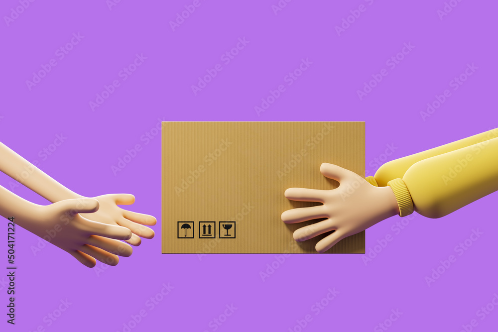 Shipping company delivery concept, handing over the parcel to the ...