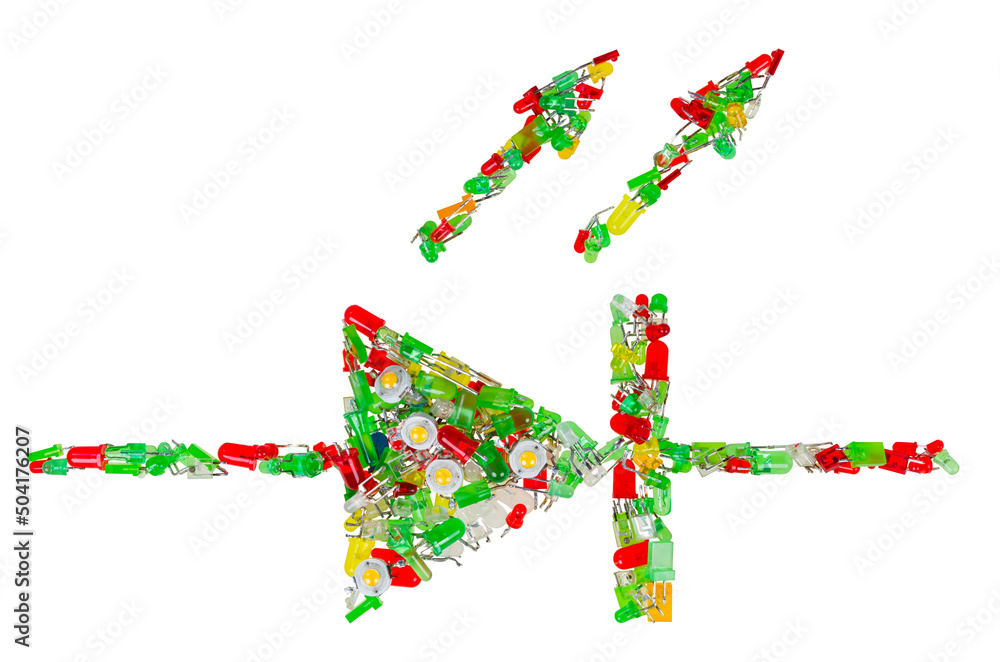 LED diode graphic electronic symbol for circuit diagram isolated on ...