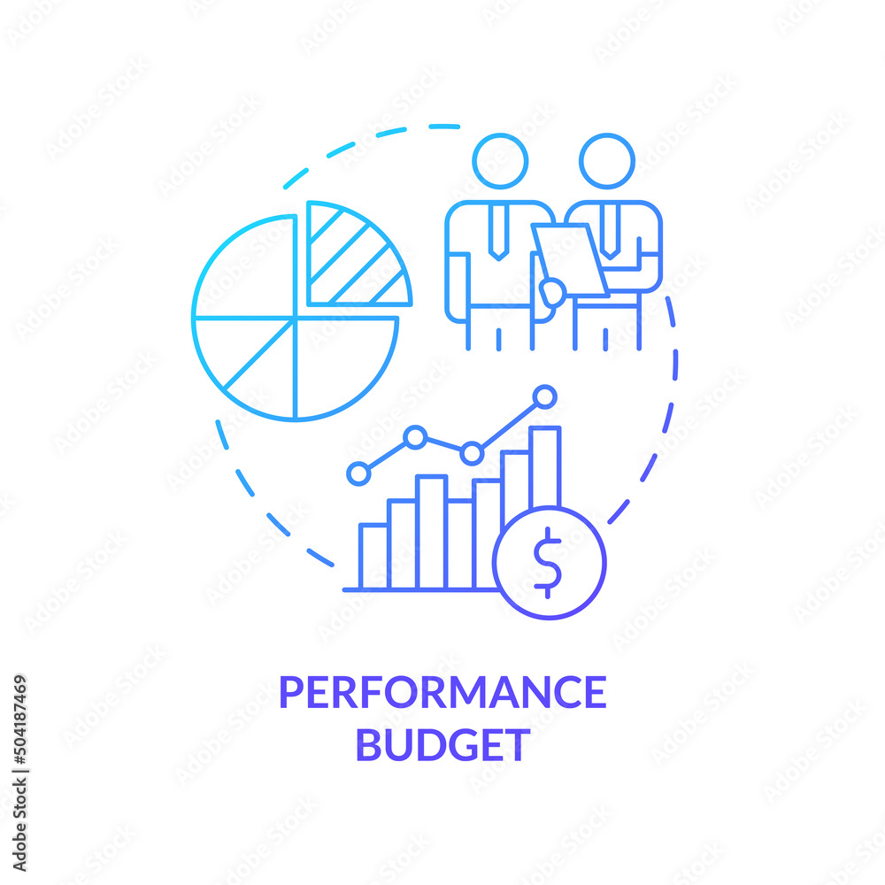 Performance budget blue gradient concept icon. Financial program ...