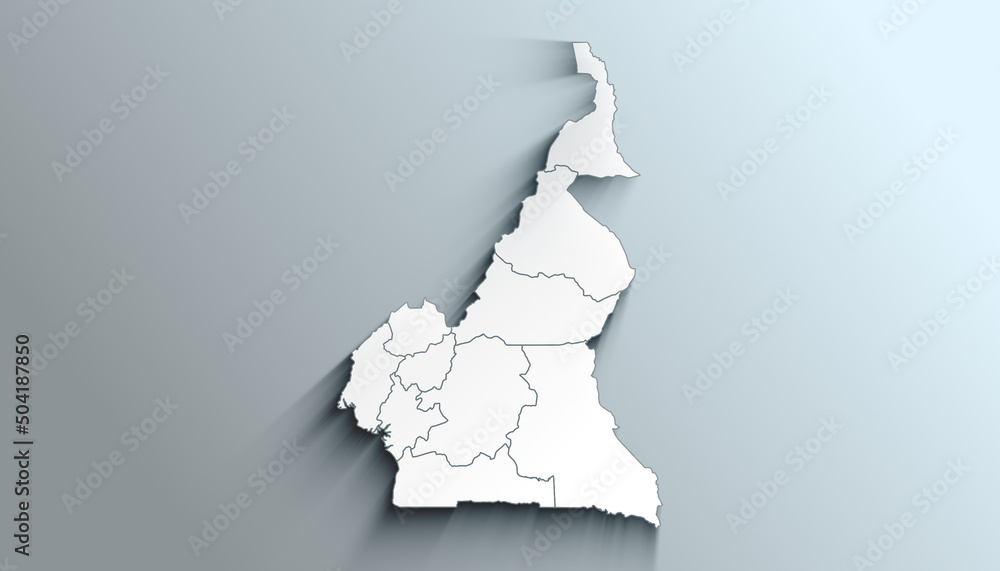 Modern Colorful Map of Cameroon with Regions With Shadow Stock ...