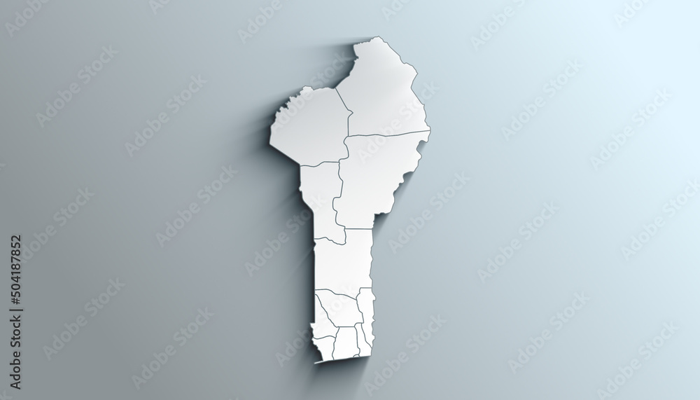 Modern Colorful Map of Benin with Departments With Shadow Stock ...