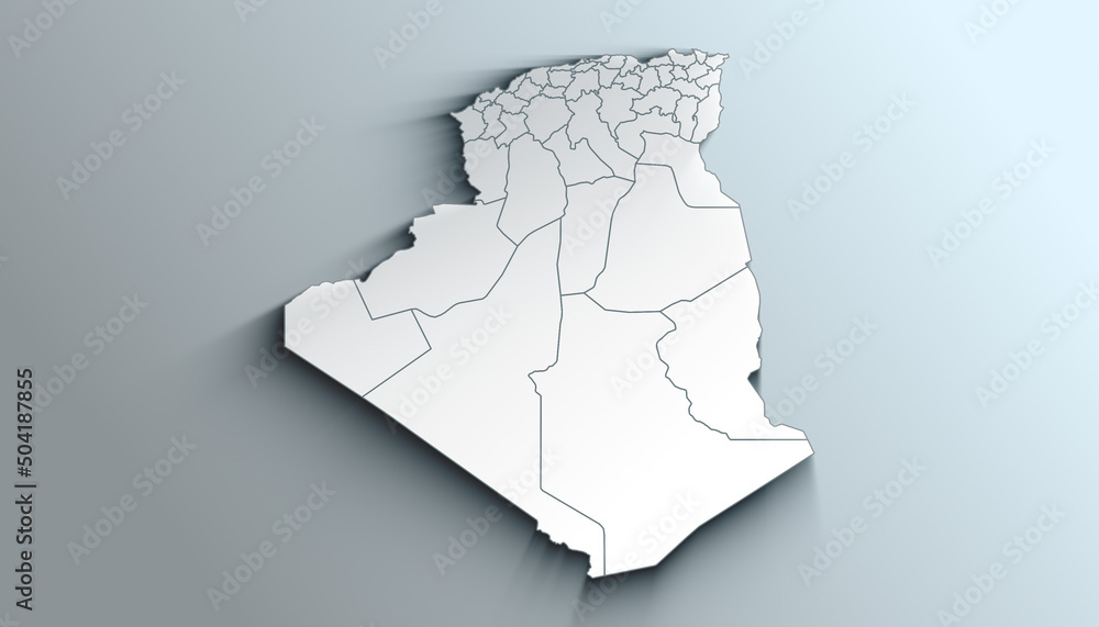 Modern Colorful Map of Algeria with Provinces With Shadow Stock ...