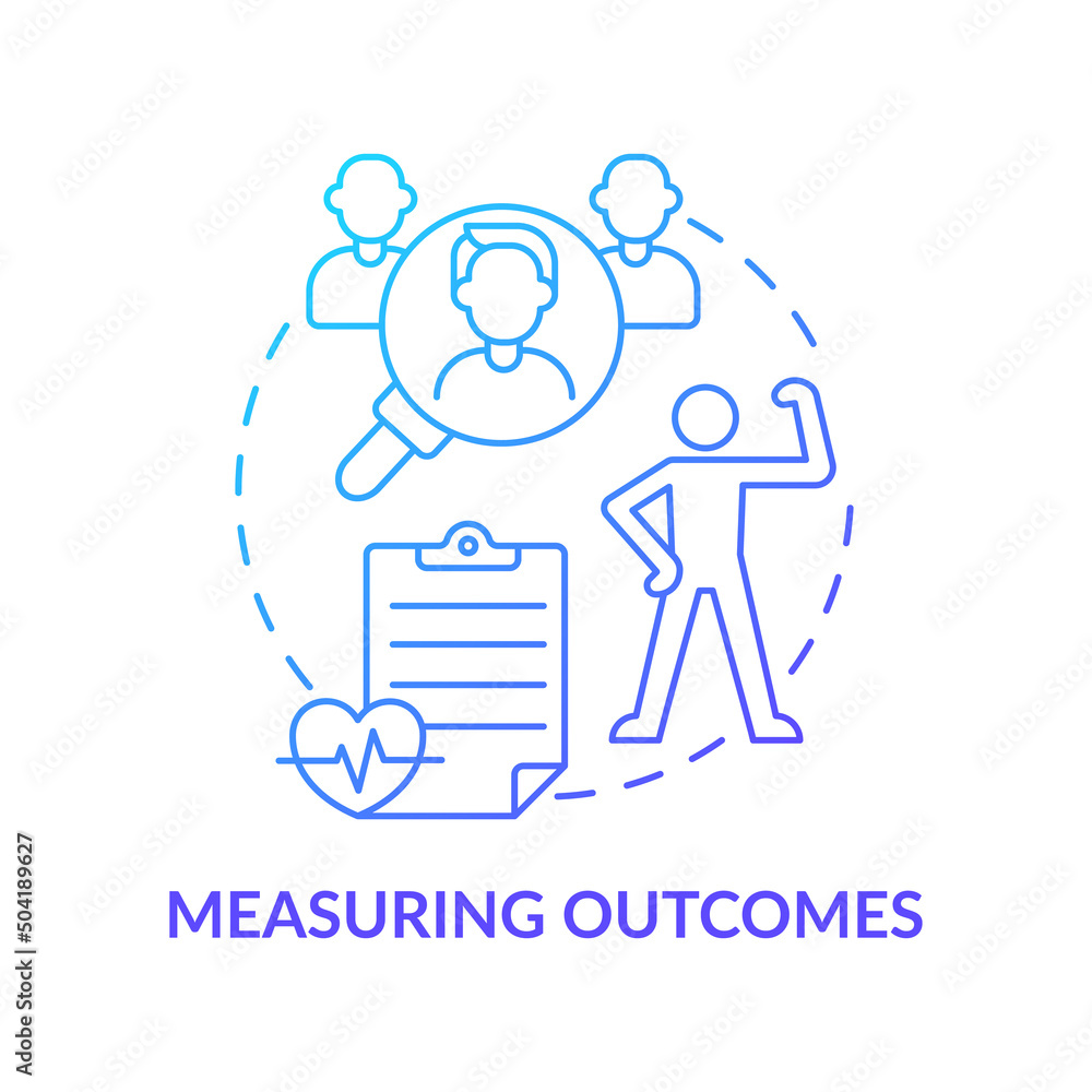 Measuring outcomes blue gradient concept icon. Therapy providing ...