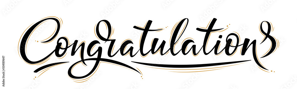 Congratulations lettering greeting sign. Handwritten modern brush ...