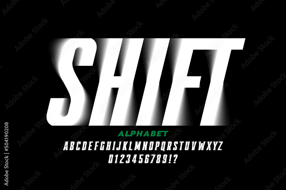 Shifted font design, alphabet letters and numbers vector illustration ...