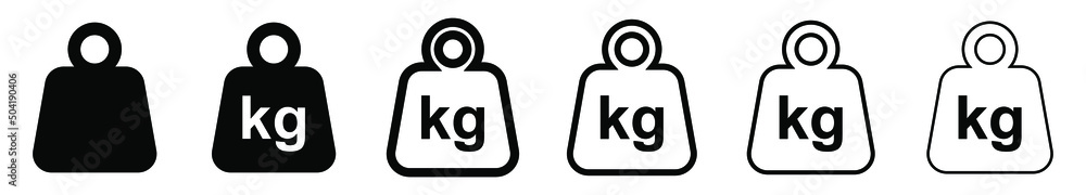 Weight icon. Kg weight logo. Kettlebell icons. Set of different ...