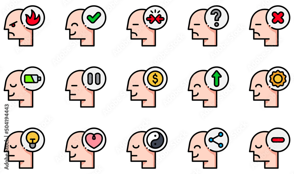 Set of Vector Icons Related to Human Mind. Contains such Icons as Angry ...