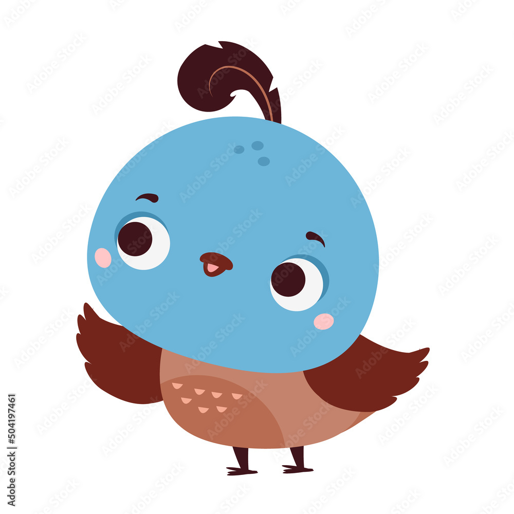 Cute quail. Cartoon bird character for kids and children Stock Vector ...