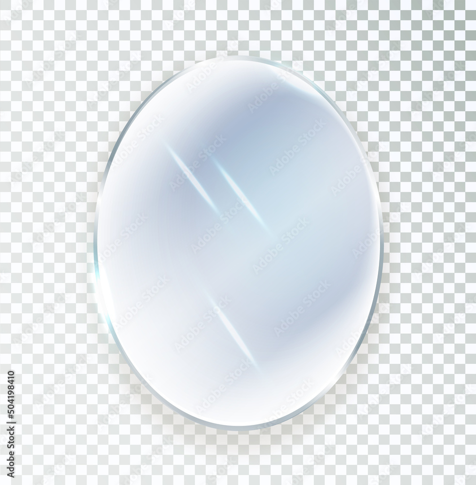 Mirror oval insulated. Realistic oval mirror frame, white mirrors ...