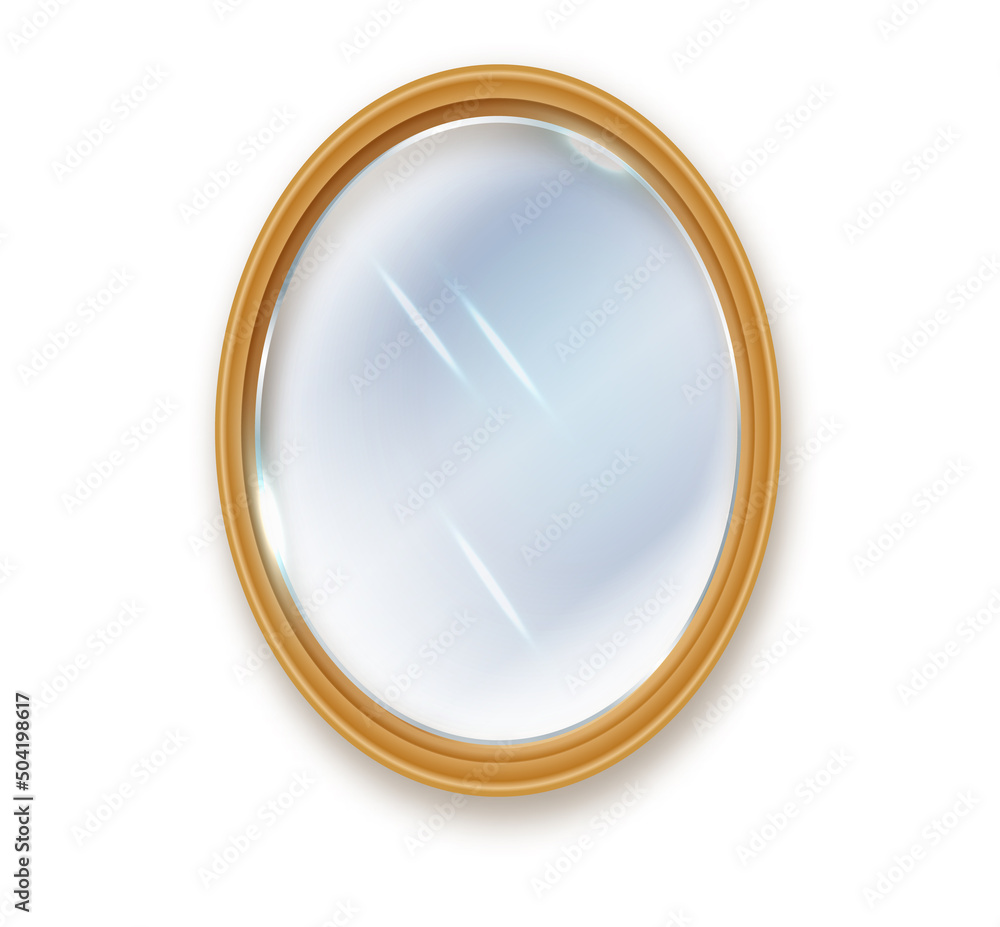 Stockvector Mirror oval insulated. Realistic oval mirror frame, white ...