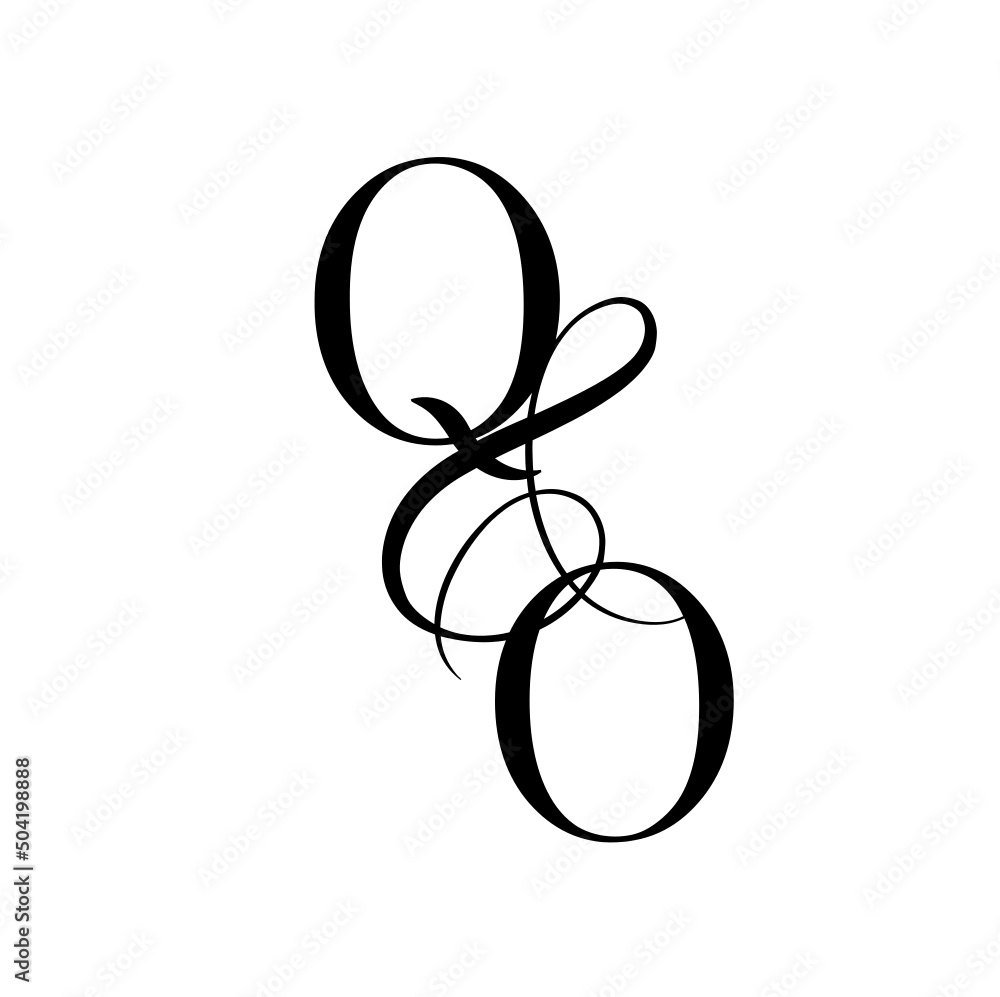 oq, qo, monogram logo. Calligraphic signature icon. Wedding Logo ...