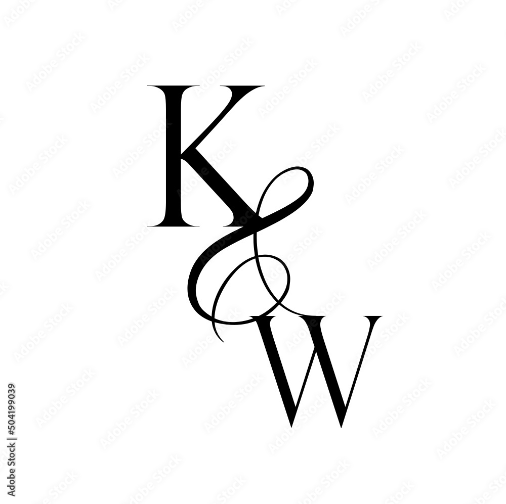 wk, kw, monogram logo. Calligraphic signature icon. Wedding Logo ...