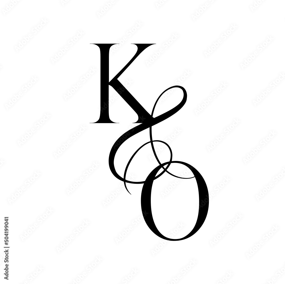 Ok Ko Monogram Logo Calligraphic Signature Icon Wedding Logo Monogram Modern Monogram