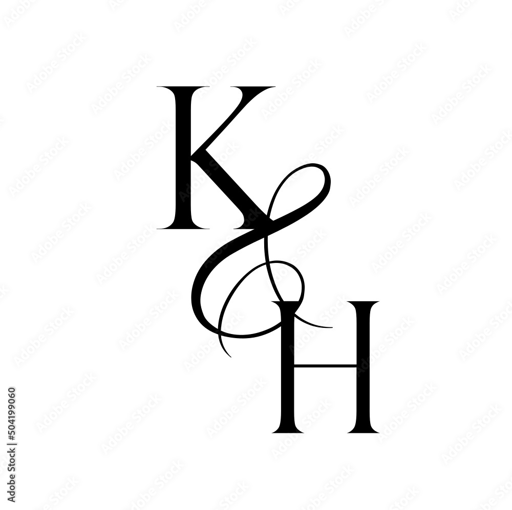 hk, kh, monogram logo. Calligraphic signature icon. Wedding Logo ...