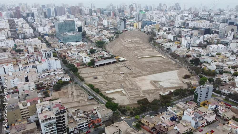 Drone video of an ancient inca site in the middle of Miraflores ...