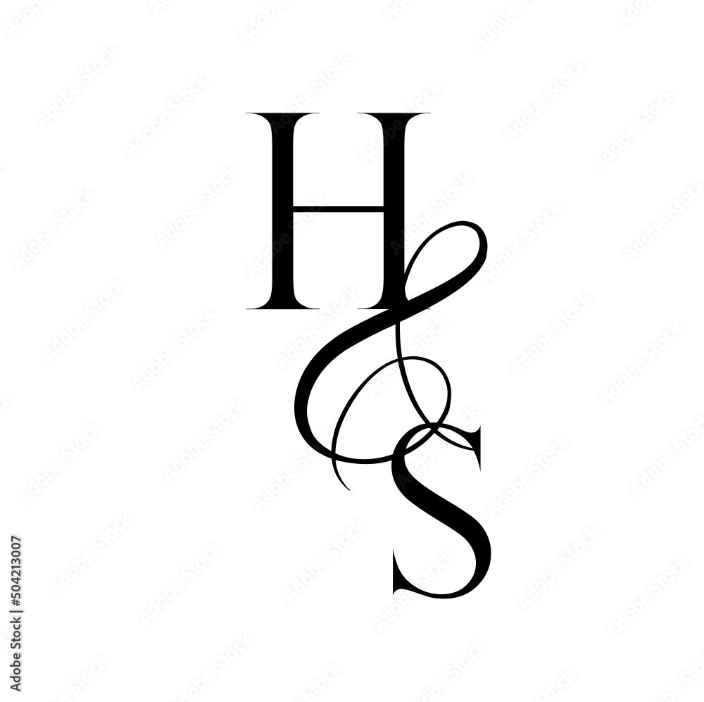 sh, hs, monogram logo. Calligraphic signature icon. Wedding Logo ...