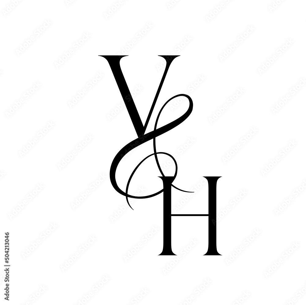 hv, vh, monogram logo. Calligraphic signature icon. Wedding Logo ...