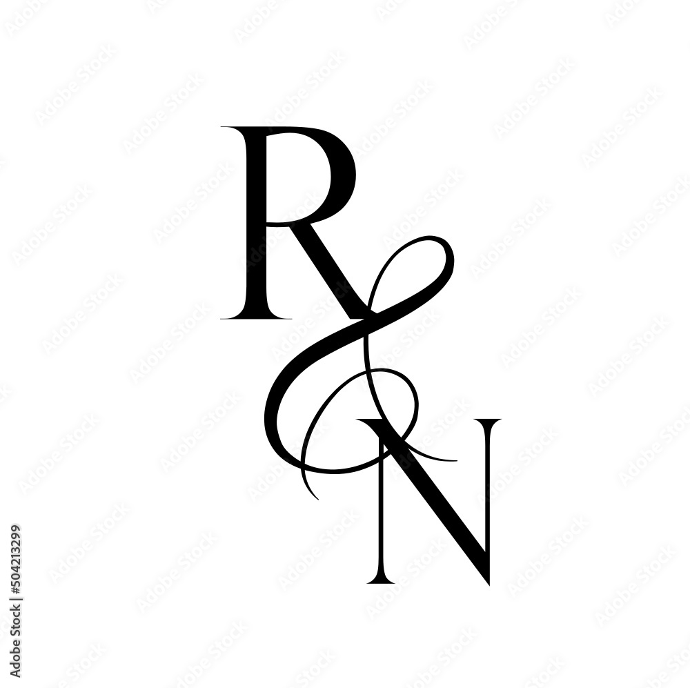 nr, rv, monogram logo. Calligraphic signature icon. Wedding Logo ...
