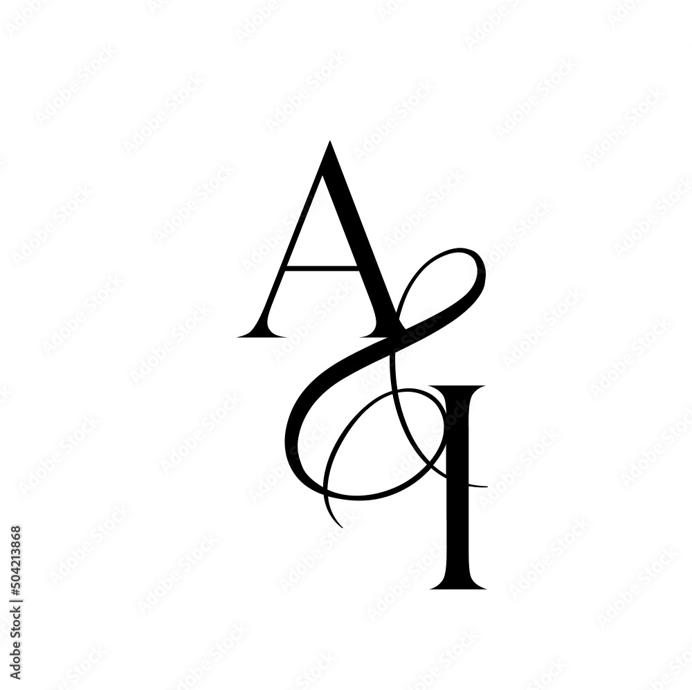 ia, ai, monogram logo. Calligraphic signature icon. Wedding Logo ...