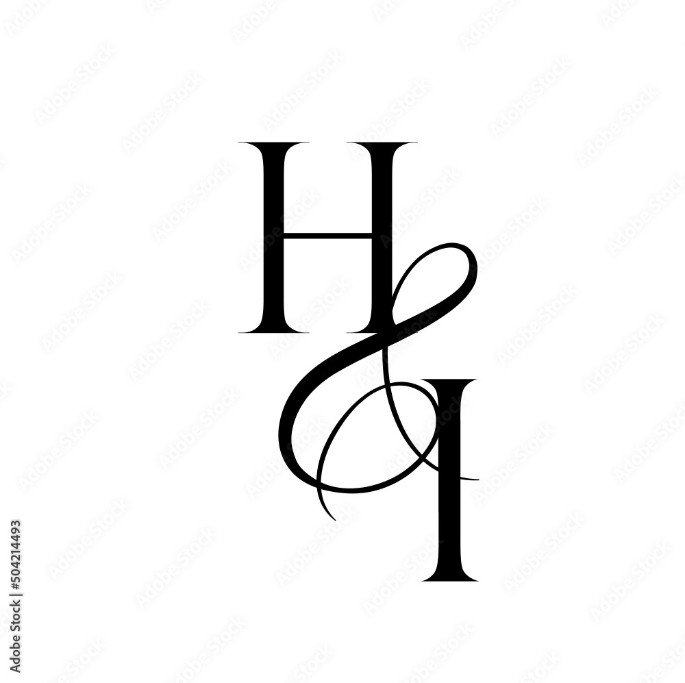 ih, hi, monogram logo. Calligraphic signature icon. Wedding Logo ...