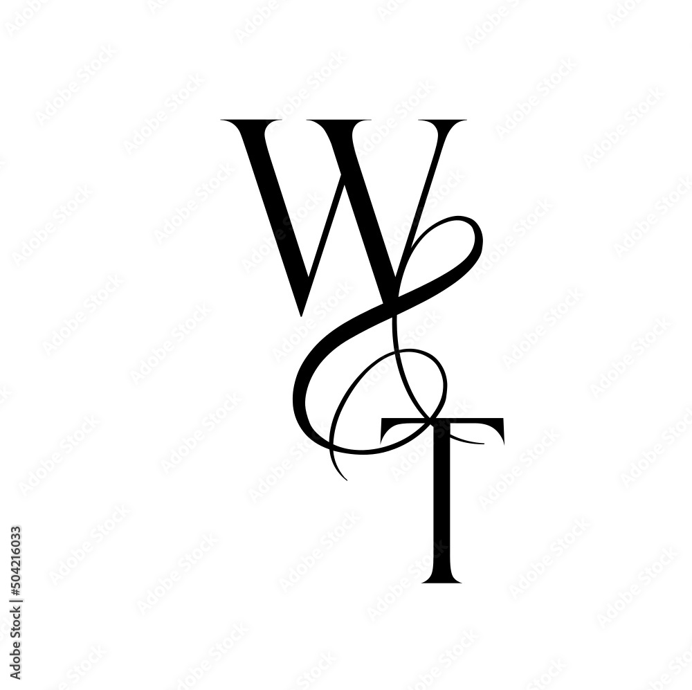 tw, wt, monogram logo. Calligraphic signature icon. Wedding Logo ...
