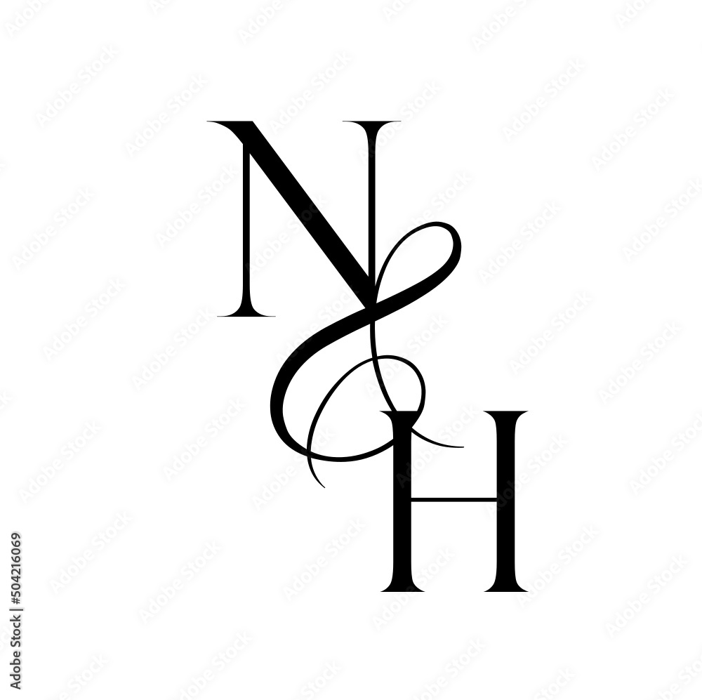 hn, nh, monogram logo. Calligraphic signature icon. Wedding Logo ...