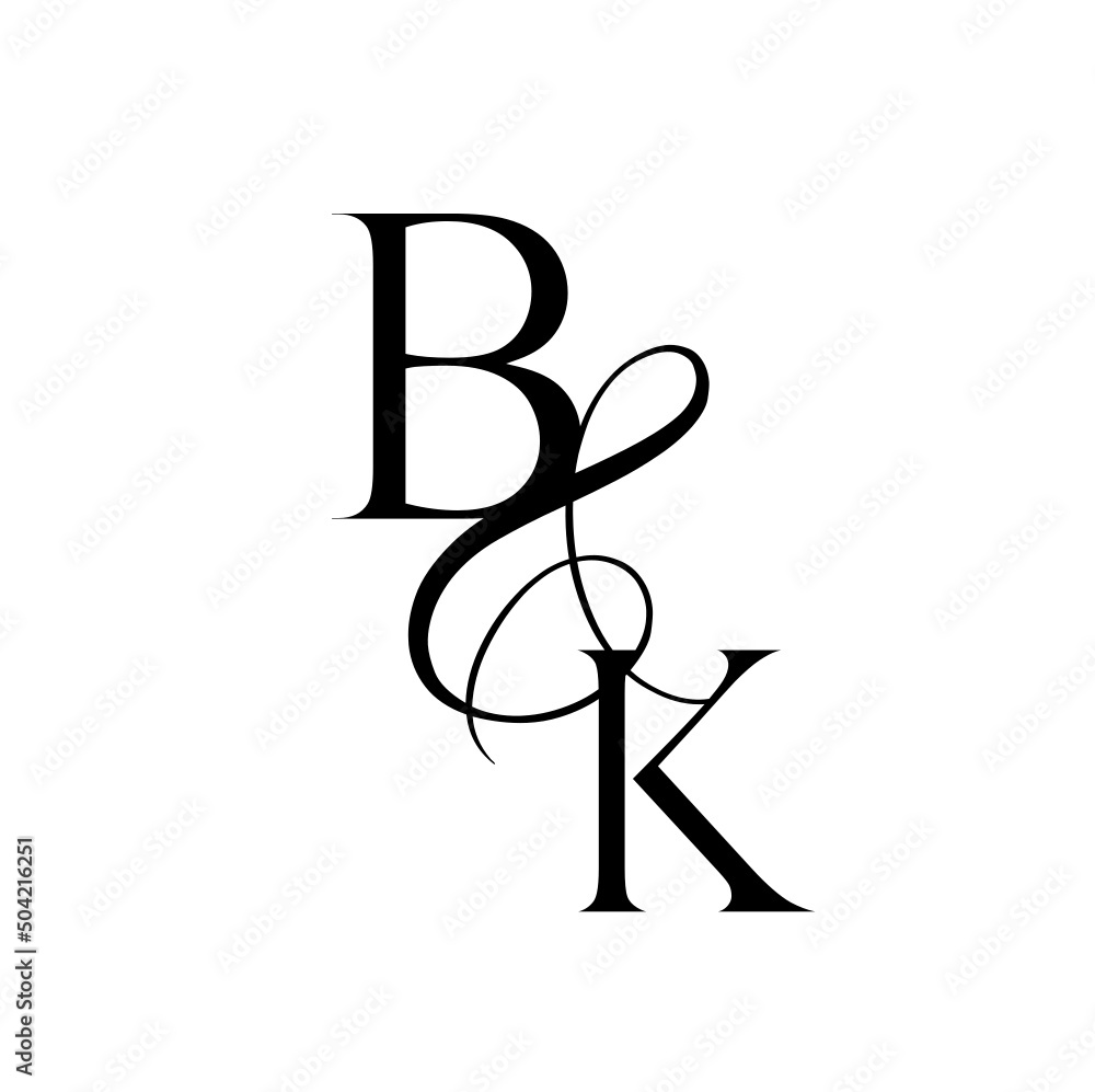 kb, bk, monogram logo. Calligraphic signature icon. Wedding Logo ...