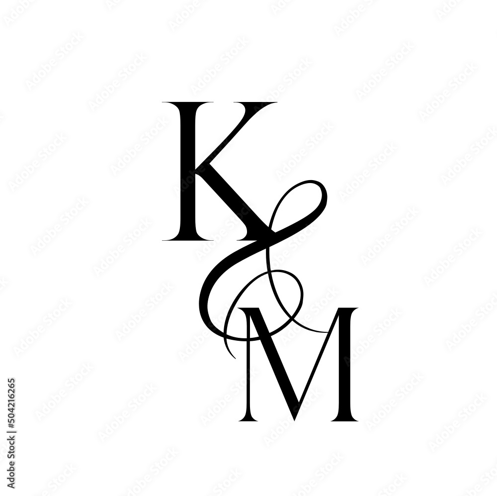 mk, km, monogram logo. Calligraphic signature icon. Wedding Logo ...