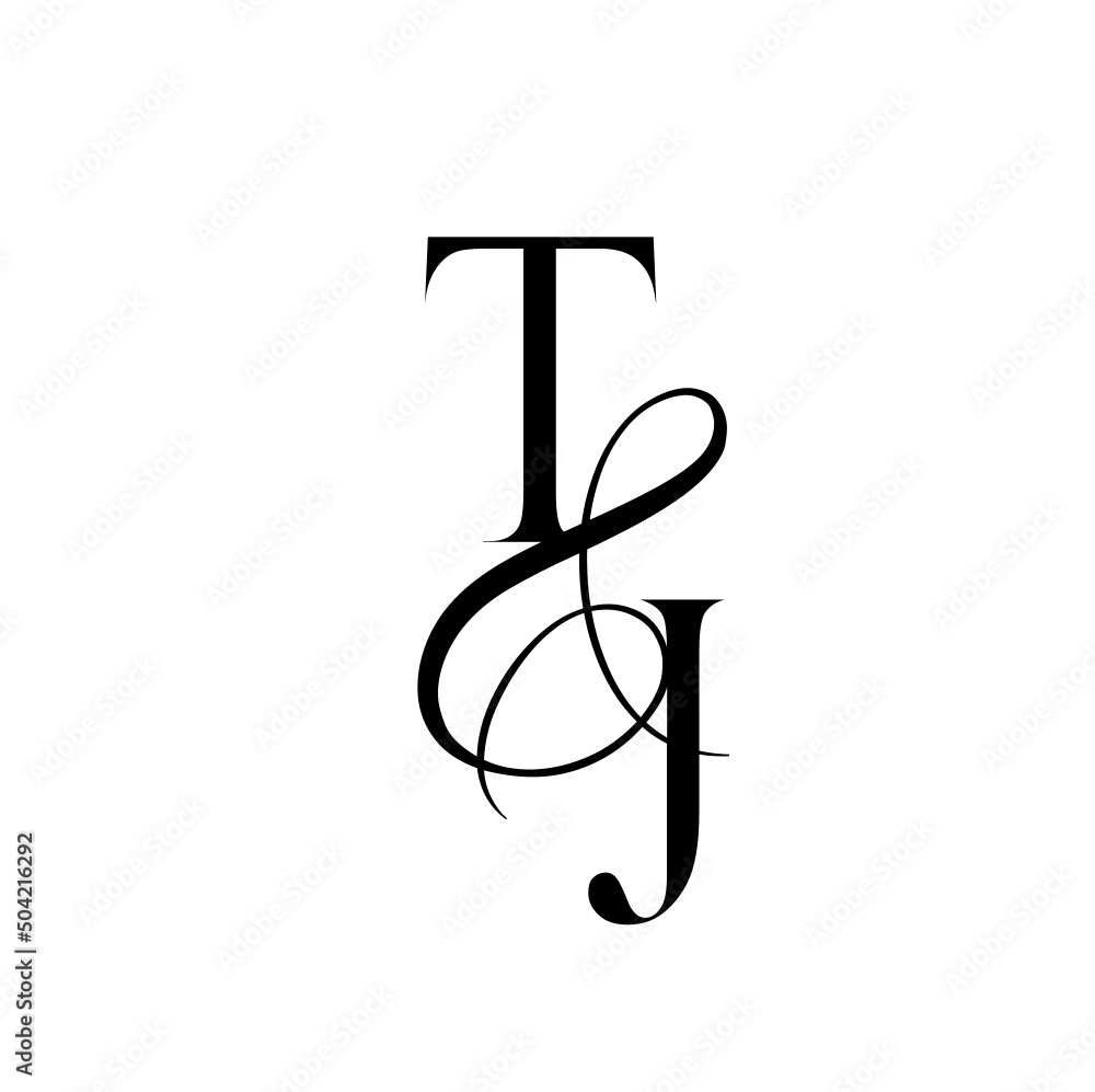 jt, tj, monogram logo. Calligraphic signature icon. Wedding Logo ...