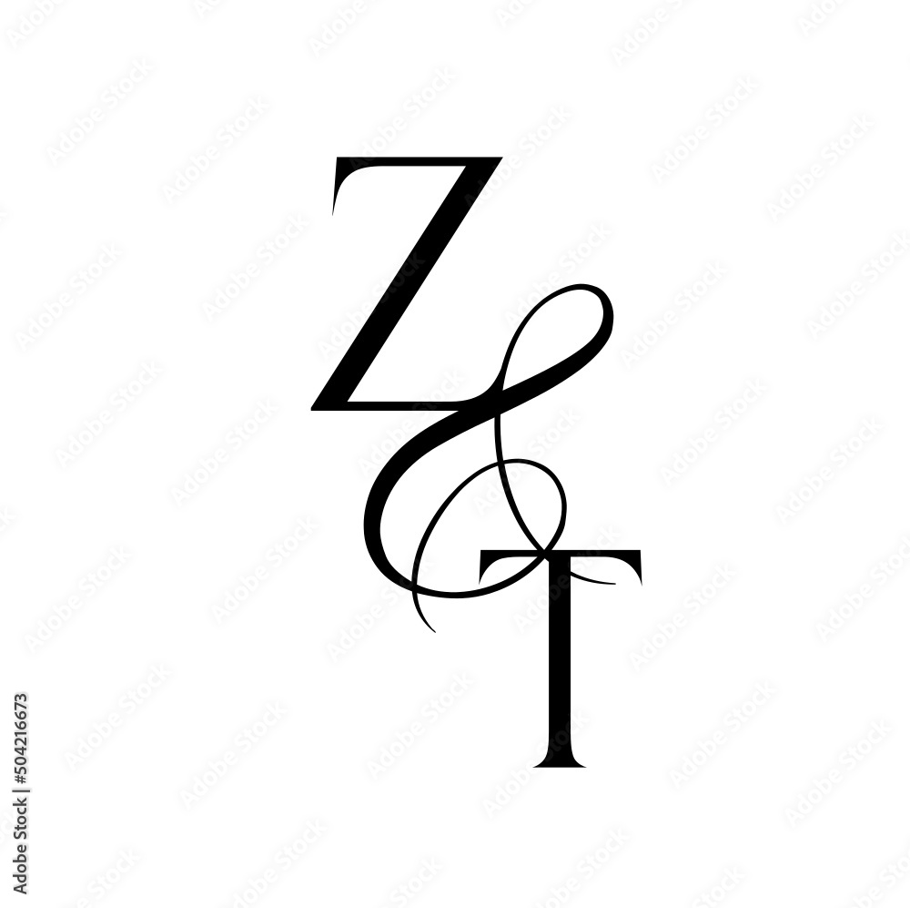 tz, zt, monogram logo. Calligraphic signature icon. Wedding Logo ...