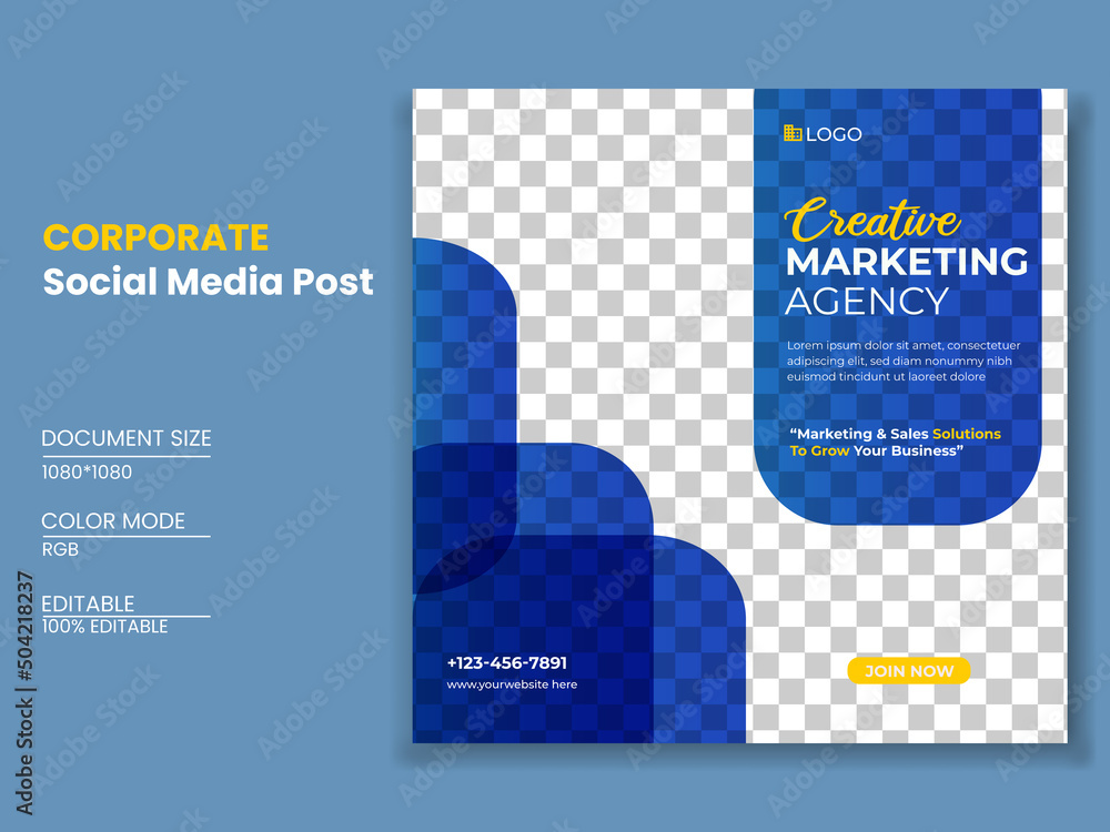 Editable square banner template, business social media post banner ...